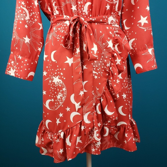 ASOS | Dresses | Asos Stars And Moon Wrap Front Mini Dress Nwt | Poshmark